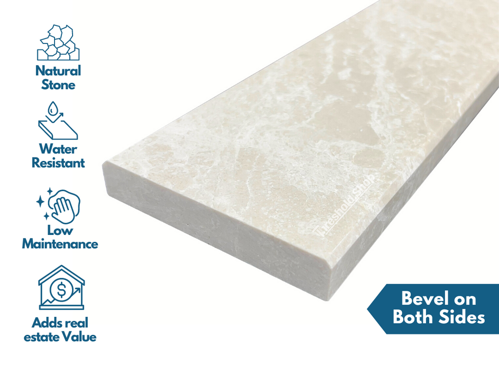 Botticcino Marble Threshold Double Bevel | The Threshold Shop