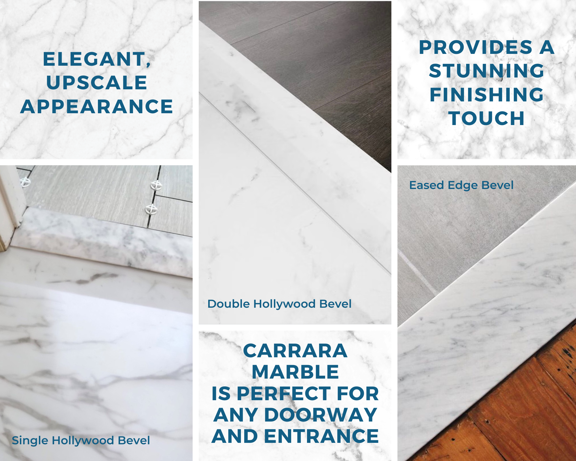 White Carrara Marble Threshold Single Hollywood | The Threshold Shop